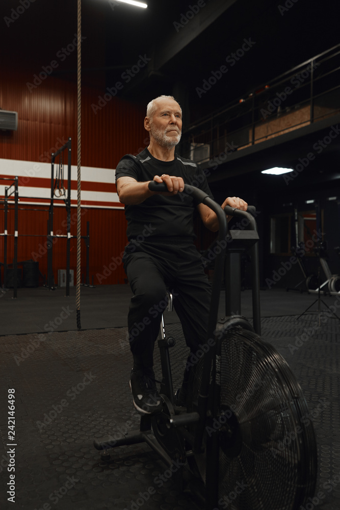 Vertical full length picture of happy determined senior retired man ...