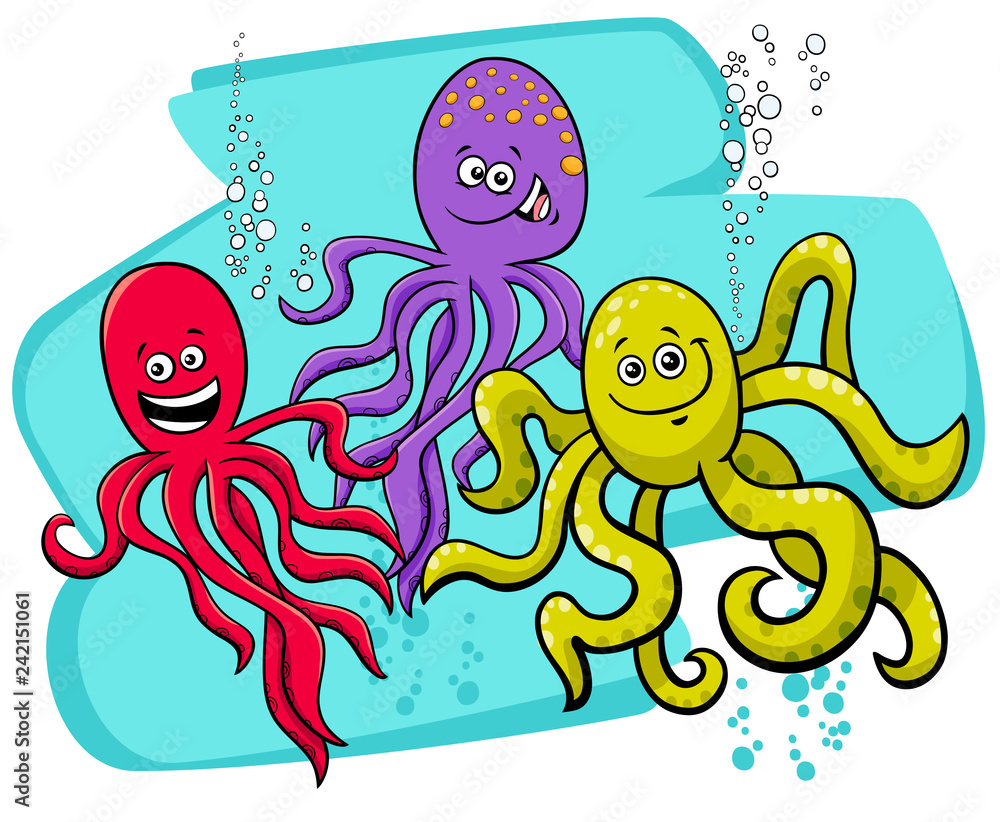 octopuses characters cartoon illustration Stock Vector | Adobe Stock
