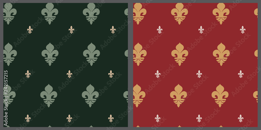 Fleur-de-lis seamless backgrounds, paper design. Vintage wallpapers, wrapping, scrapbooking ...