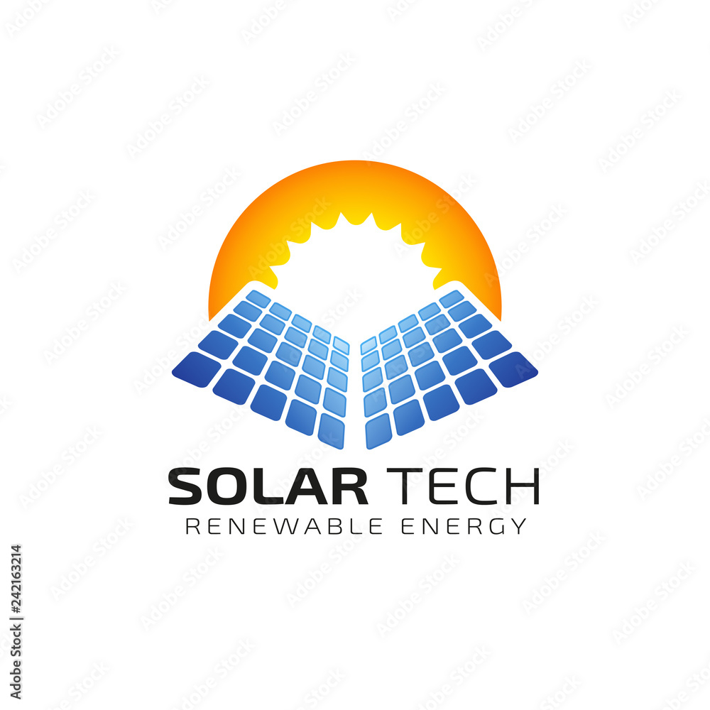 Sun solar energy logo design template. solar tech logo design Stock ...
