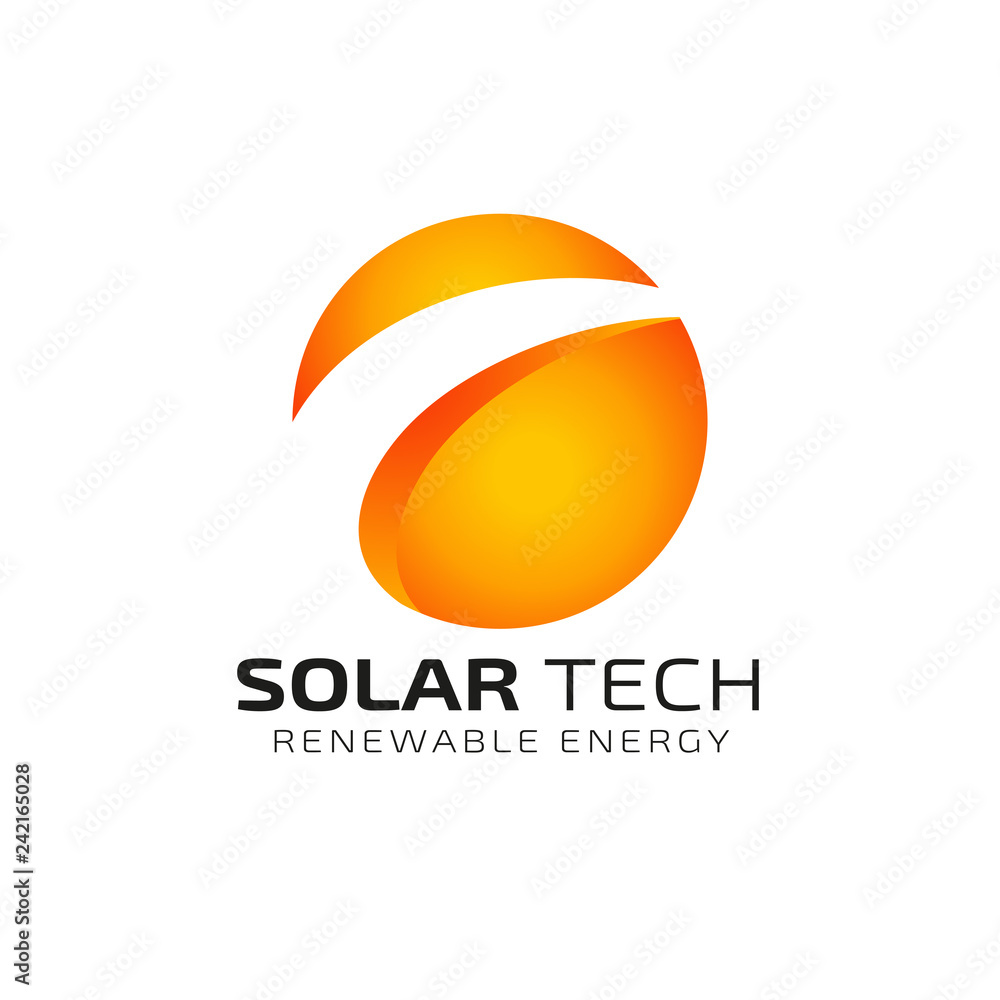 Sun solar energy logo design template. solar tech logo design Stock ...