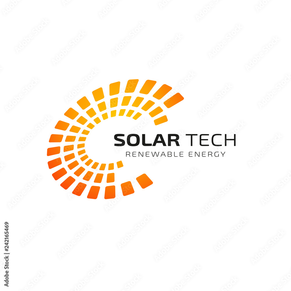 Sun solar energy logo design template. solar tech logo design Stock ...