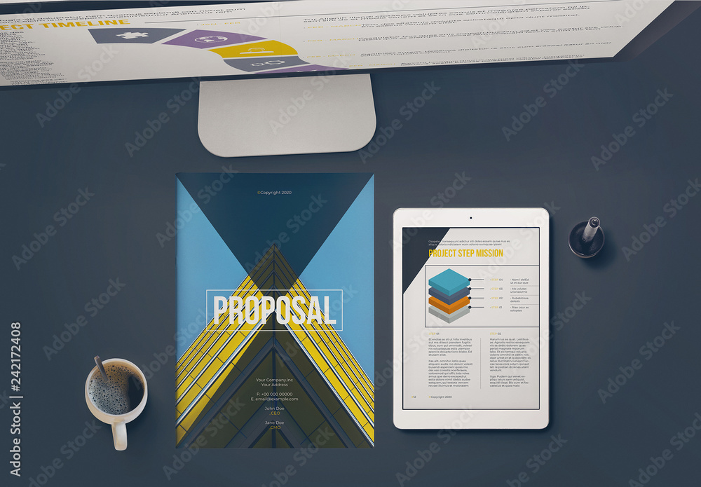 Proposal Layout with Yellow Accents Stock Template | Adobe Stock