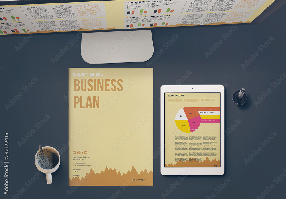 Business Plan Layout with Tan Accents Stock Template | Adobe Stock