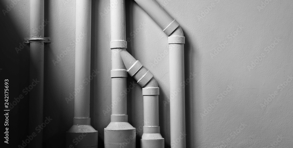 water piping system install with the concrete wall Stock Photo | Adobe ...