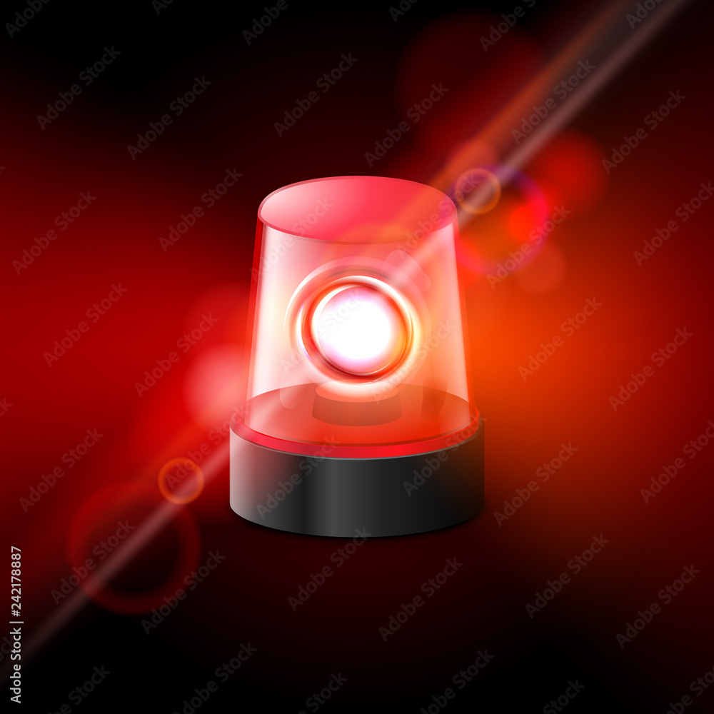 Red flashing police beacon alarm. Police light siren emergency ...