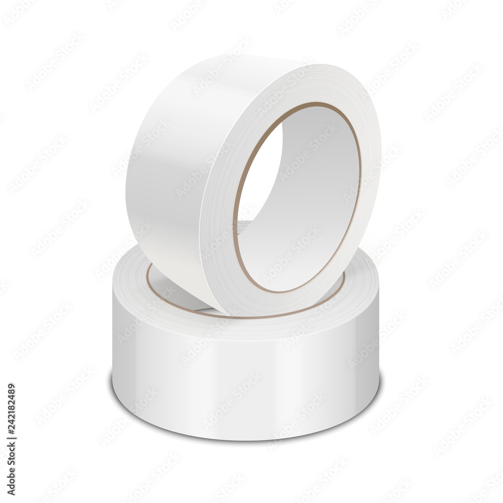 Vector Realistic White 3d Glossy Tape Roll Template for Logo, Print ...