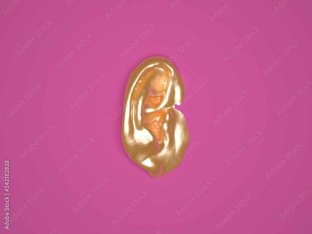 Ear Model - Anatomy of Human Ear Auricle, Lateral Surface. 3D Render ...