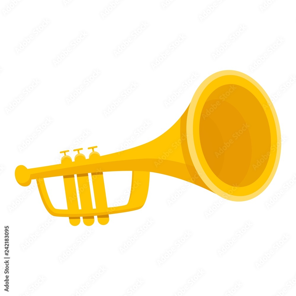 Gold trumpet icon. Cartoon of gold trumpet vector icon for web design ...