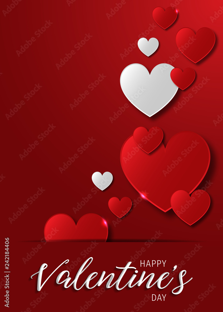 Happy Valentines Day greeting card template with typography text happy ...