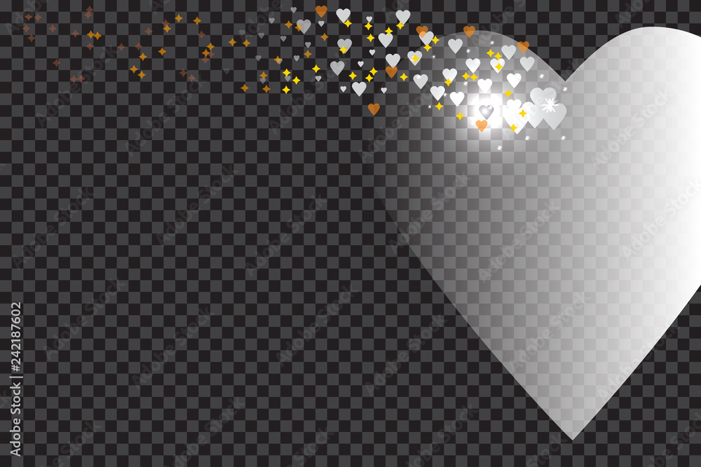 Greeting card design with grey heart on transparent background. Vector ...
