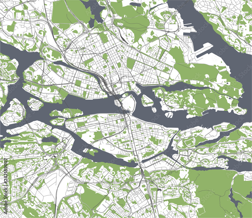 map of the city of Stockholm, Sweden Stock Vector | Adobe Stock