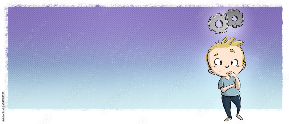 niño pensando como resolver un problema Stock Illustration | Adobe Stock