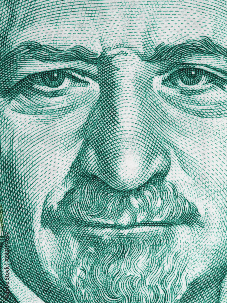 Chaim Weizmann portrait on old Israeli 5 shekel (1980) banknote extreme ...