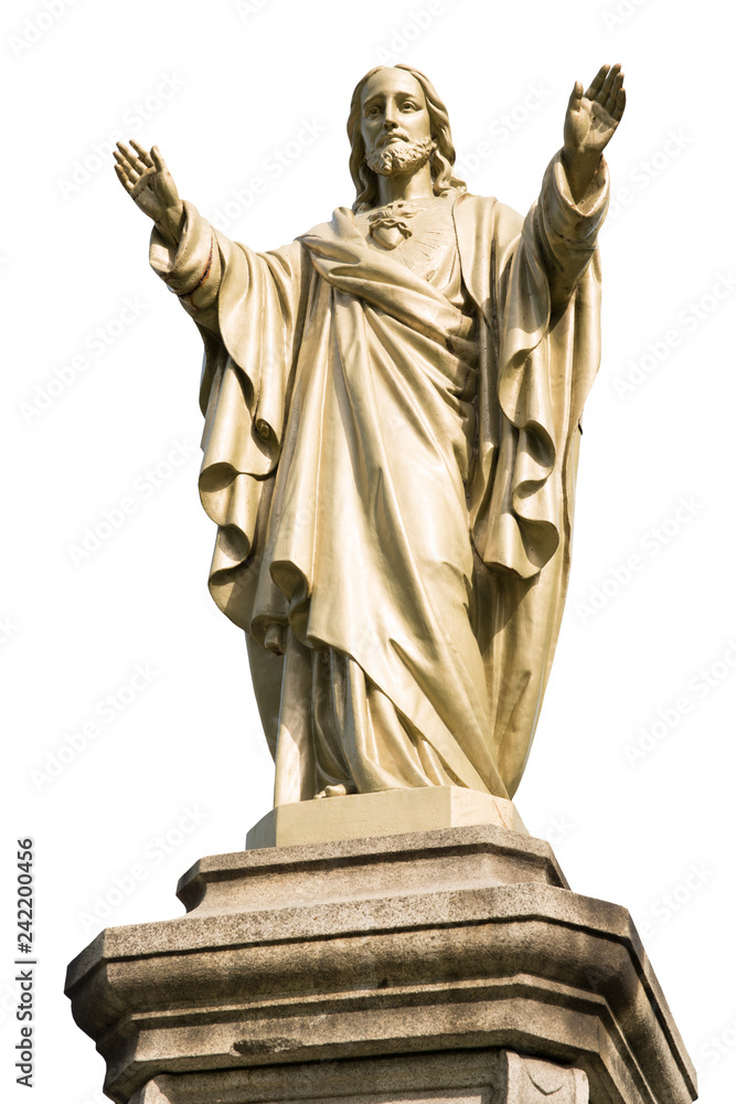 Jesus Christ statue isolated on white background. Religious icon ...