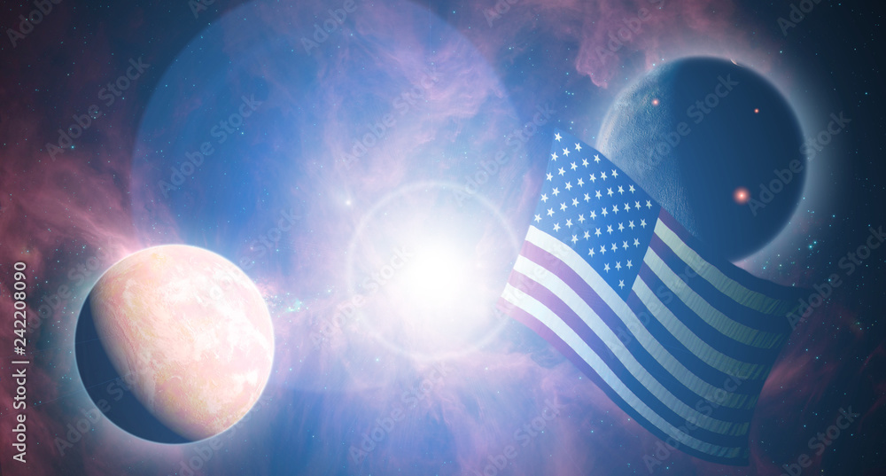 usa flag fly in outer space somewhere in galaxy b. Elements of this ...