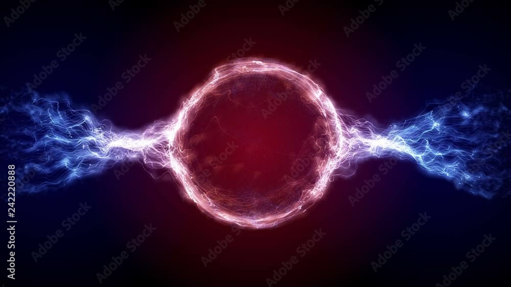 Abstract red blue futuristic sci-fi plasma circular form. 3D animation ...