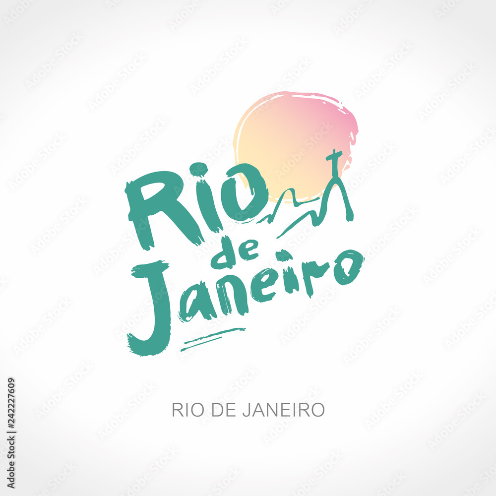 Rio de Janeiro hand drawn lettering calligraphy. Modern brush ink ...
