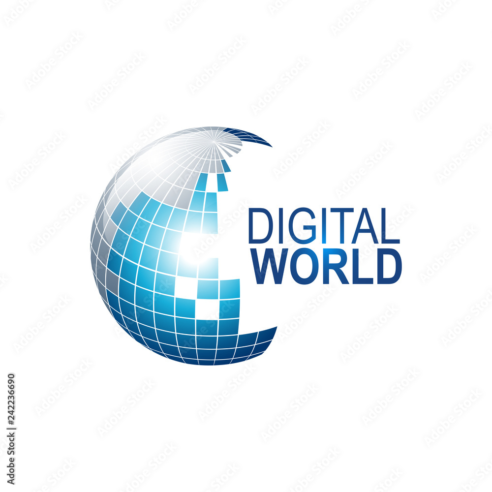 Abstract Digital World globe logo template vector illustration Stock ...