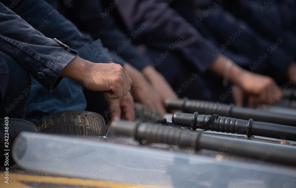 Annual training review, riot police, crowd contro Stock Photo | Adobe Stock