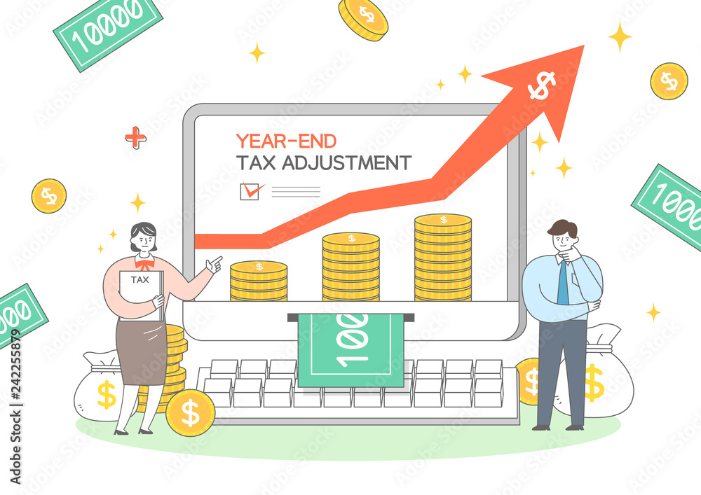 Year-end tax adjustment Illustration Stock Vector | Adobe Stock