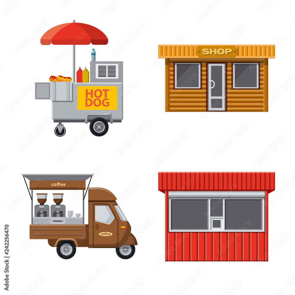 Vector design of market and exterior icon. Collection of market and ...
