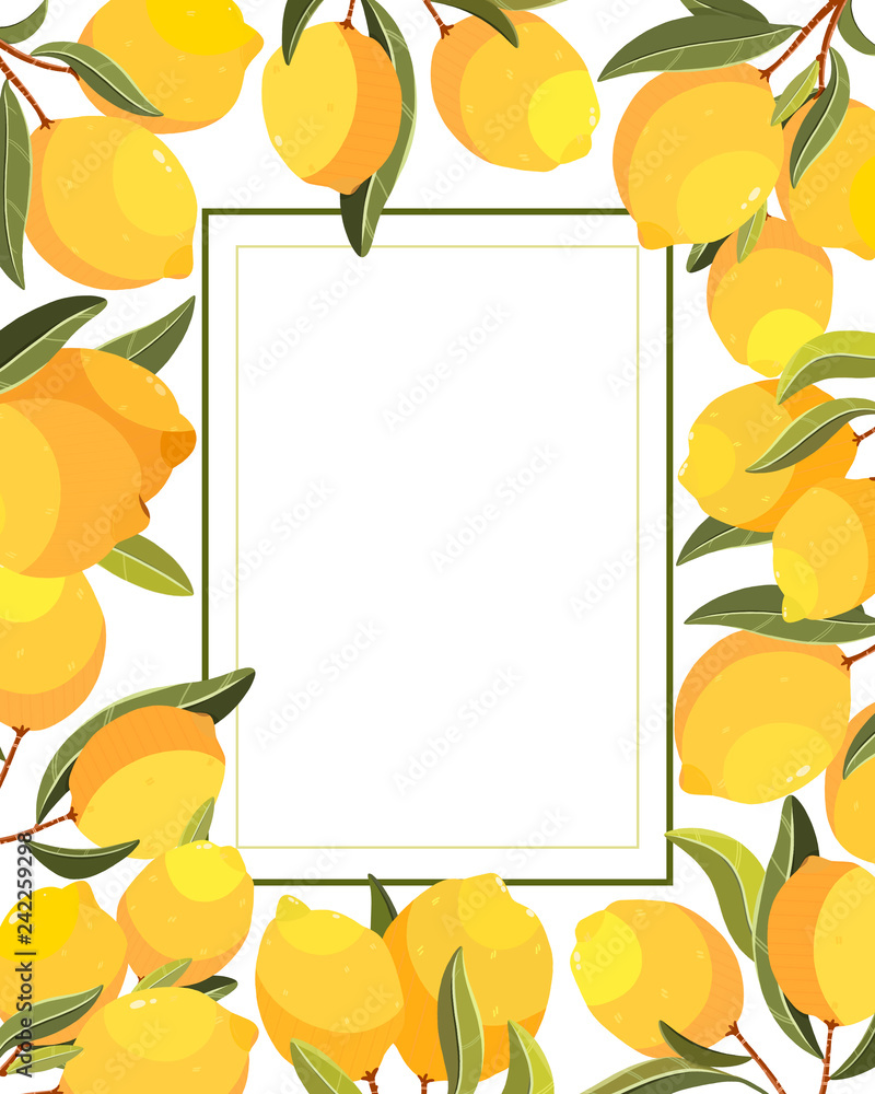 Lemon card. Handpainted vector lemon illustration. Use for postcard ...