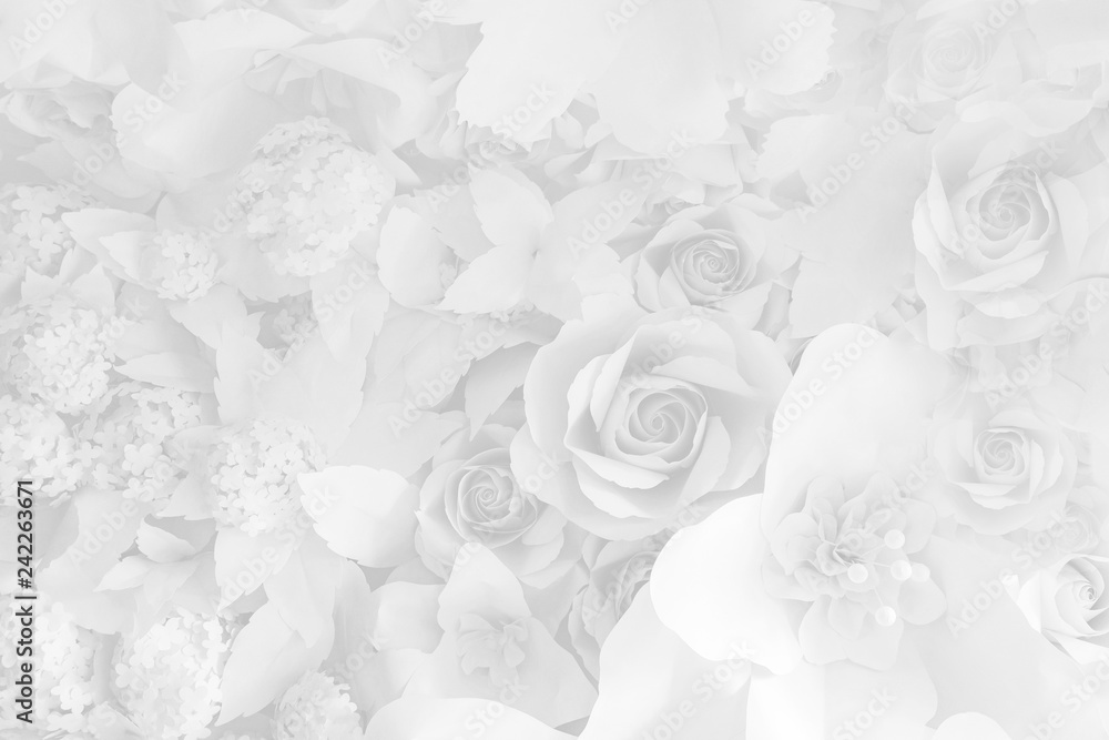 Paper flower, White roses cut from paper, Wedding decorations, Mixed ...