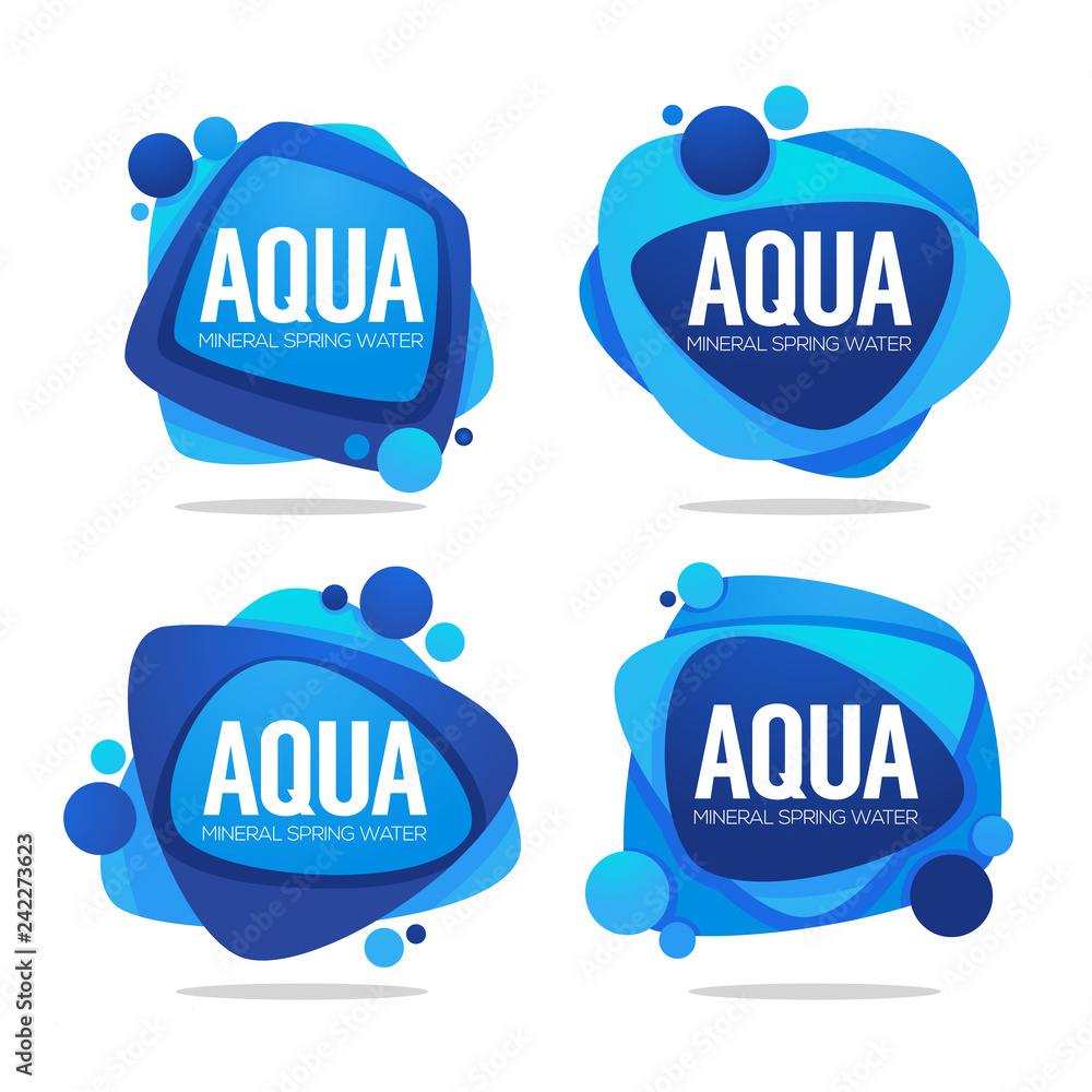 natural spring water, vector logo, labels and stickers templates with ...