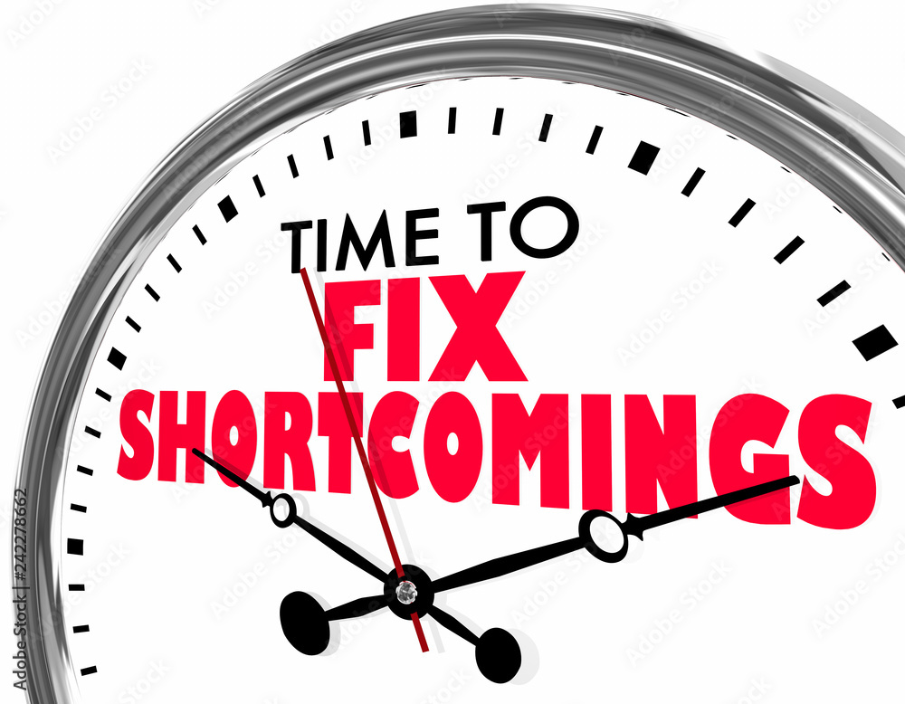 Time to Fix Shortcomings Clock Words 3d Illustration Stock Illustration ...