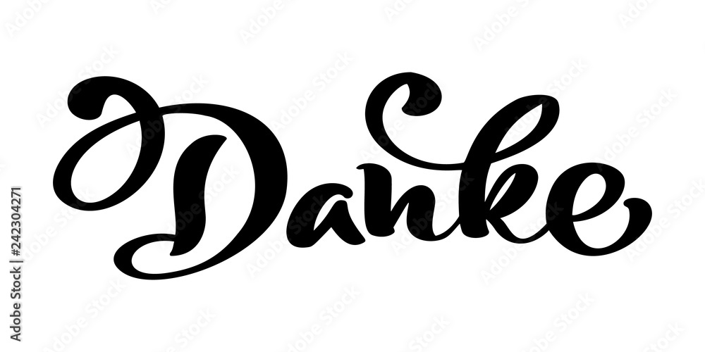 Vector hand drawn lettering Danke. Elegant modern handwritten ...