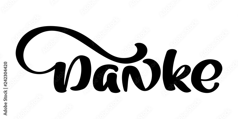 Vector hand drawn lettering Danke. Elegant modern handwritten ...