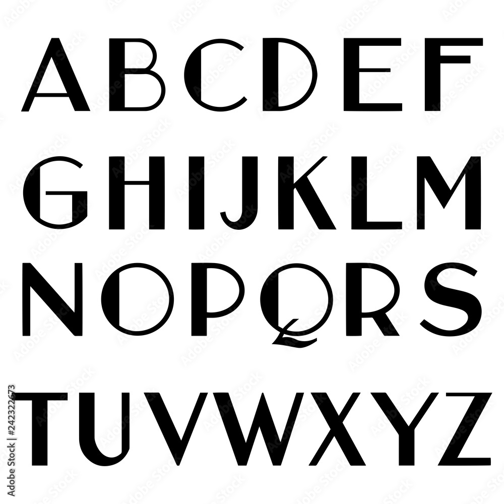Universal modern latin alphabet, font, lettering for logos, badges ...