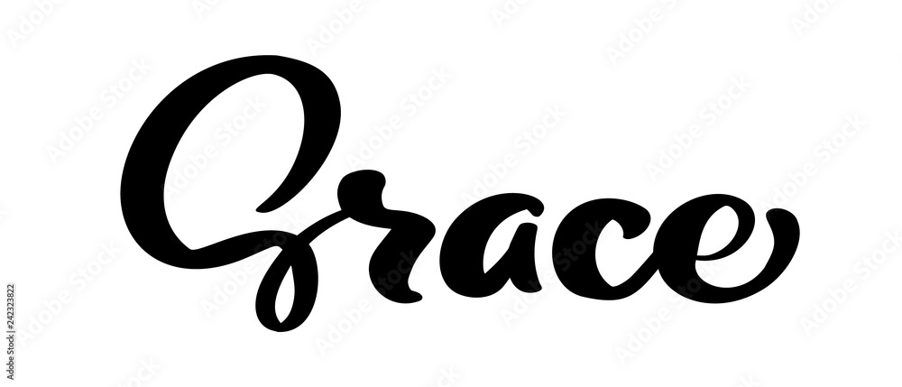 Vector hand drawn calligraphy lettering text Grace. Elegant modern ...