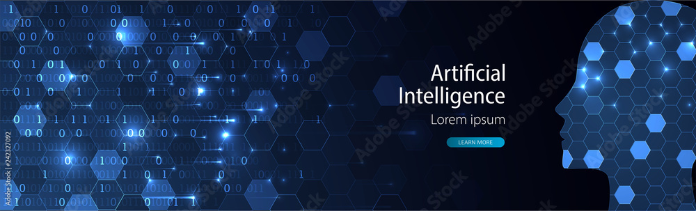 Vetor do Stock: Artificial intelligence (AI) and big data concept. Machine cyber mind. Humen ...