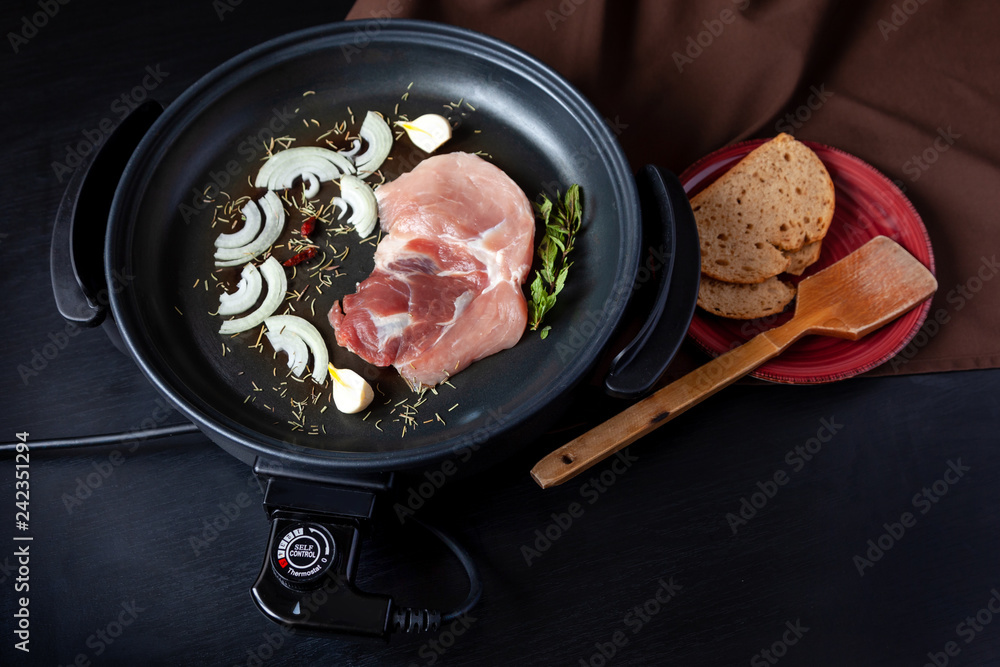 electric pan meat skillet pot connector plug food fry electrical ...