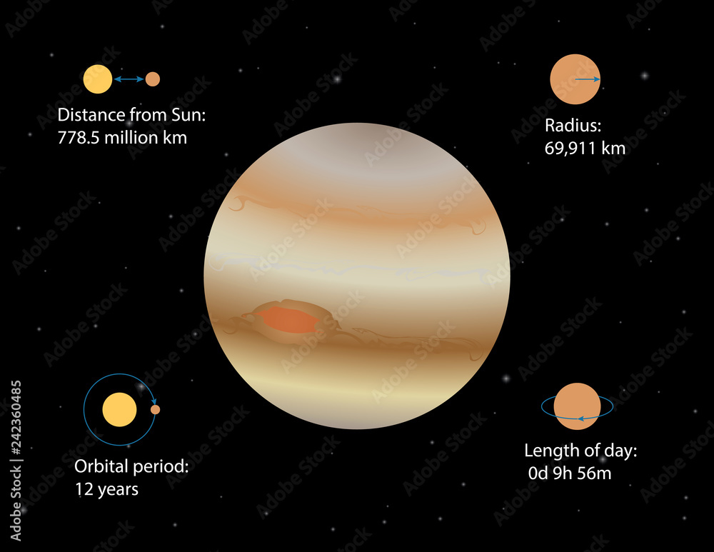 Jupiter infographics vector. Planets of the Solar System vector ...
