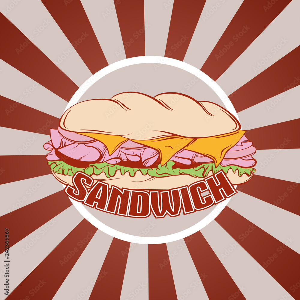 Vector illustration of sandwich made in hand drawn realistic style ...