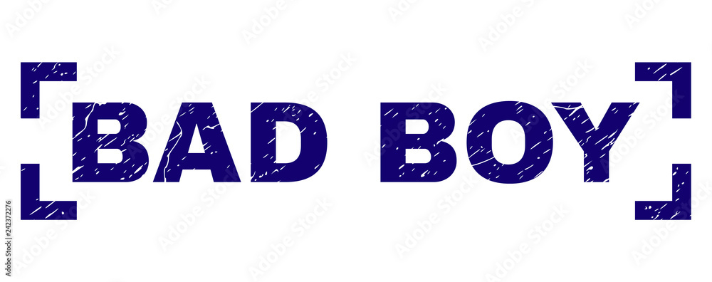 BAD BOY tag seal print with corroded style. Text label is placed inside ...