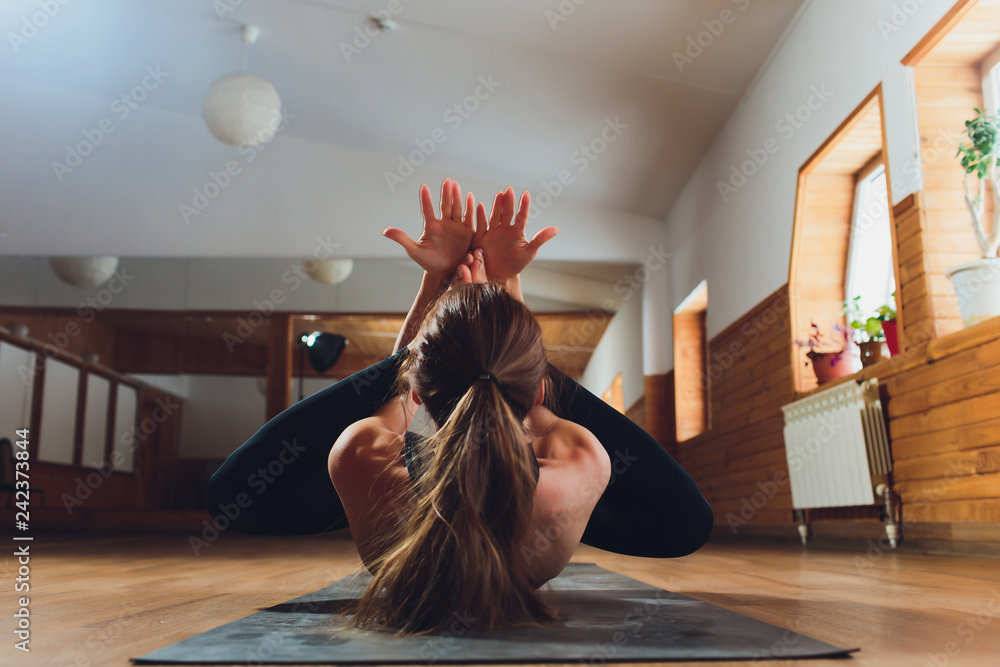 Ardha Padmasana exercise, Half Lotus pose with mudra gesture, working ...