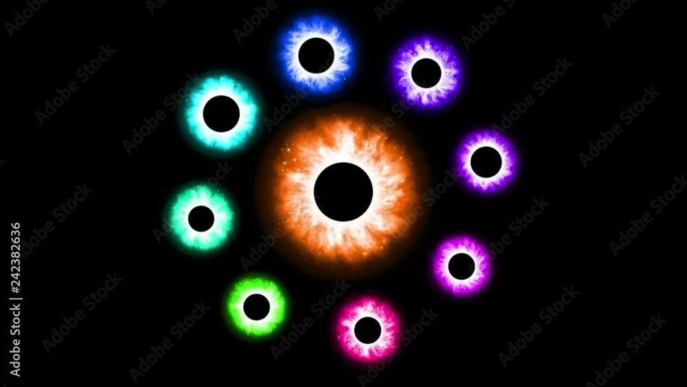 HD motion graphics animation featuring colorful eyes with pupil beating ...
