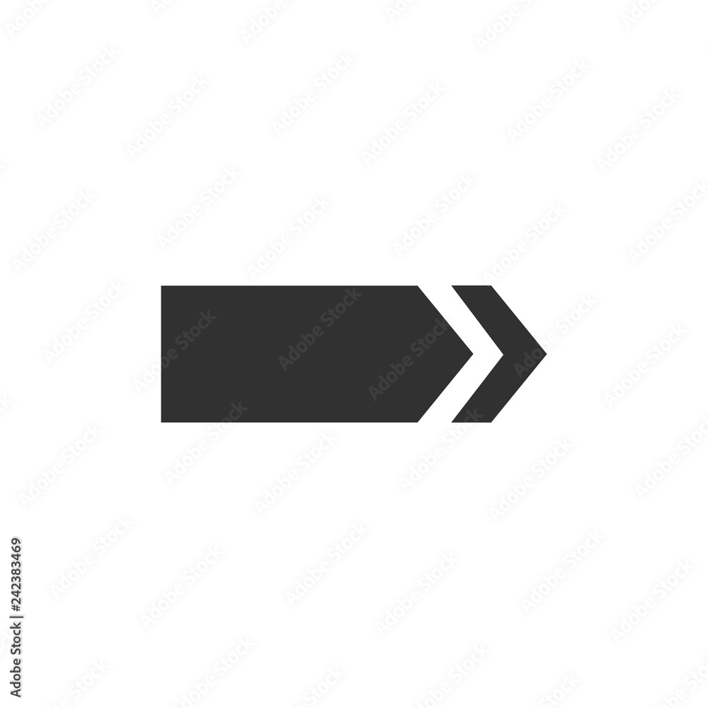 icon of right rectangular arrow. vector illustration isolated on white ...