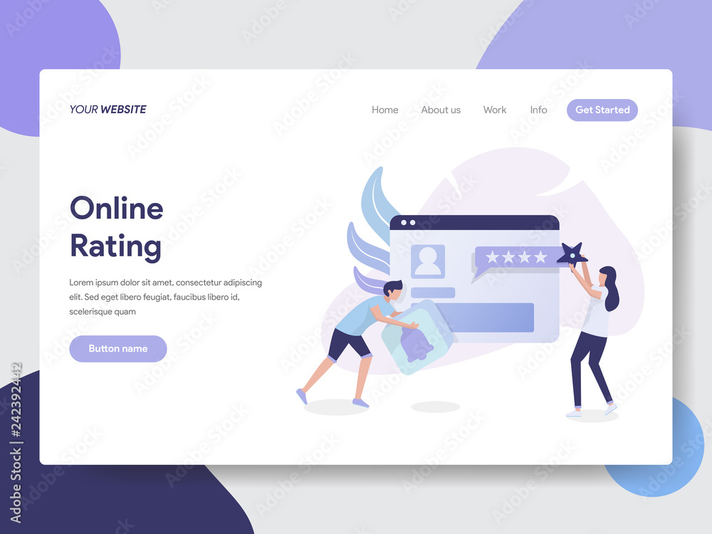 Landing page template of Online Rating Concept. Modern flat design ...