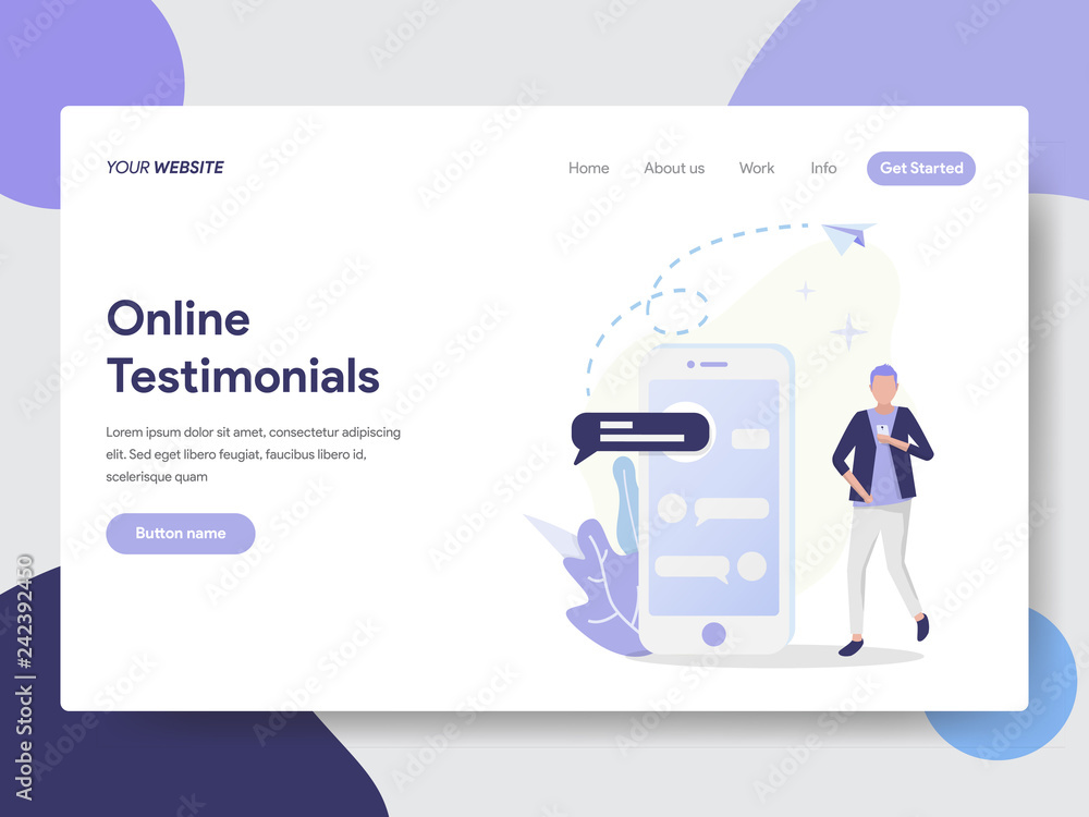 Landing page template of Online Testimonials Concept. Modern flat ...