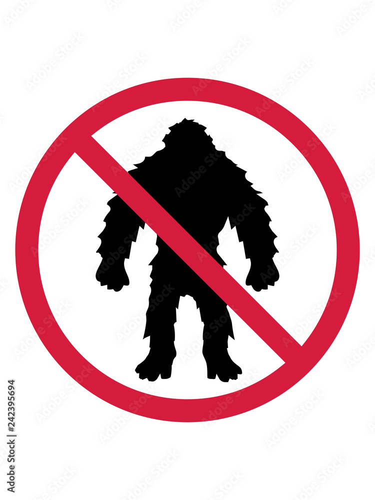bigfoot verboten kein zutritt schild zone gebiet silhouette comic yeti ...