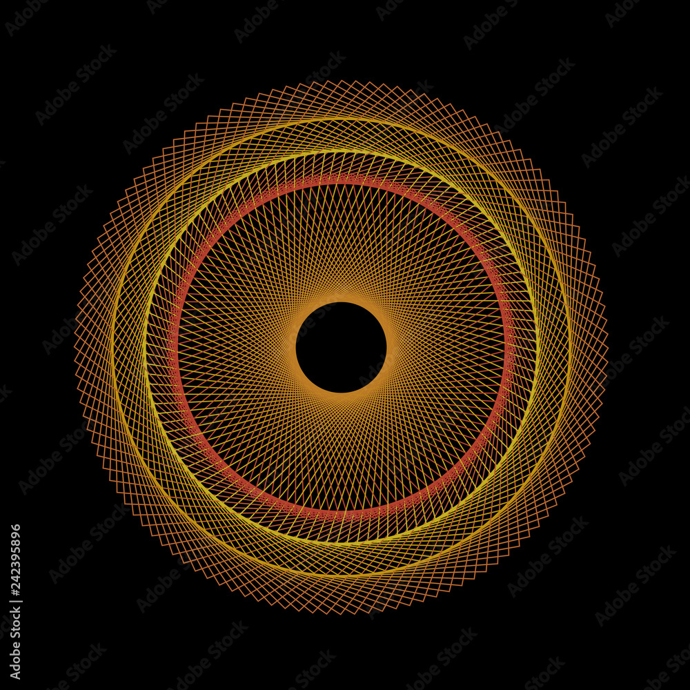 Abstract spirograph art , parabolic curve of line in circle form illustration. Vector image ...