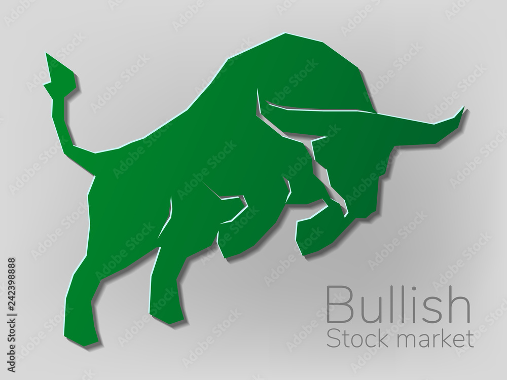 Bull geomatric pattern lowpolygon, Bullish symbols on stock market ...