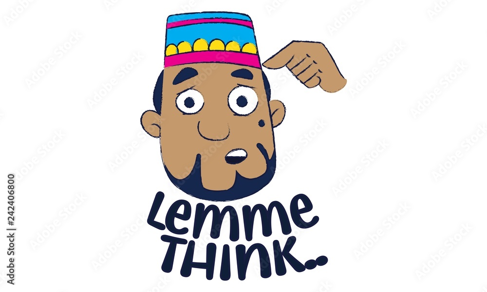 Vector cartoon illustration of cute muslim man thinking .Isolated on ...