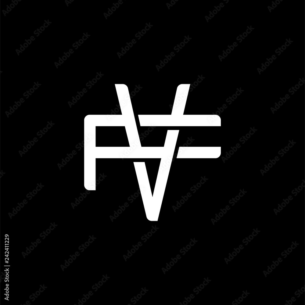 Initial letter F and V, FV, VF, overlapping interlock monogram logo ...