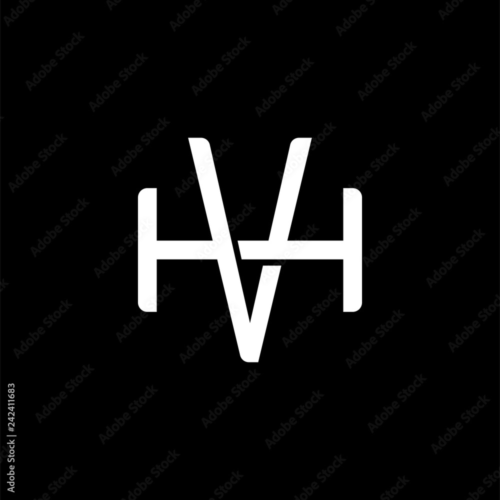 Initial letter H and V, HV, VH, overlapping interlock monogram logo ...